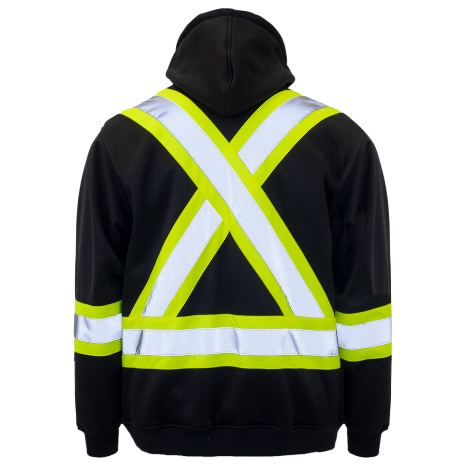 Men's High Visibility Safety Sweater Two Tone Lime / Yellow with X on ...
