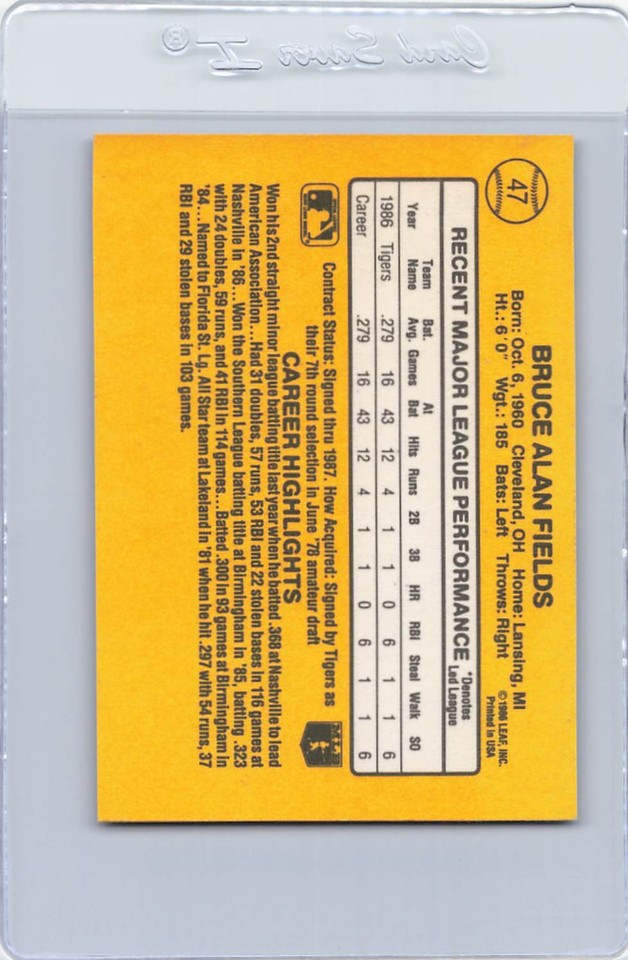 1987 Donruss #47 Bruce Fields Tigers Signed Auto *H3659 | eBay