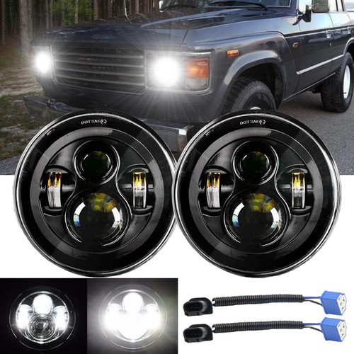 Pair 7" LED Headlights HI-Lo For Hummer Humvee M998 LMTV BMY M1045 ...