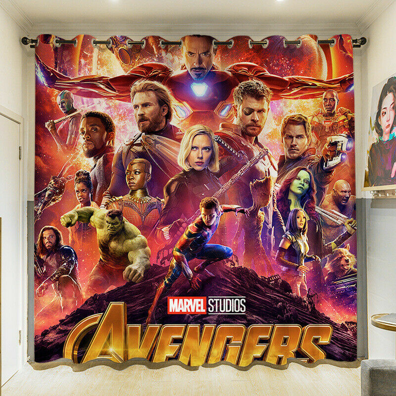 Superhero Drapes Avengers Curtains Cosplay Blackout Window Drapes Room