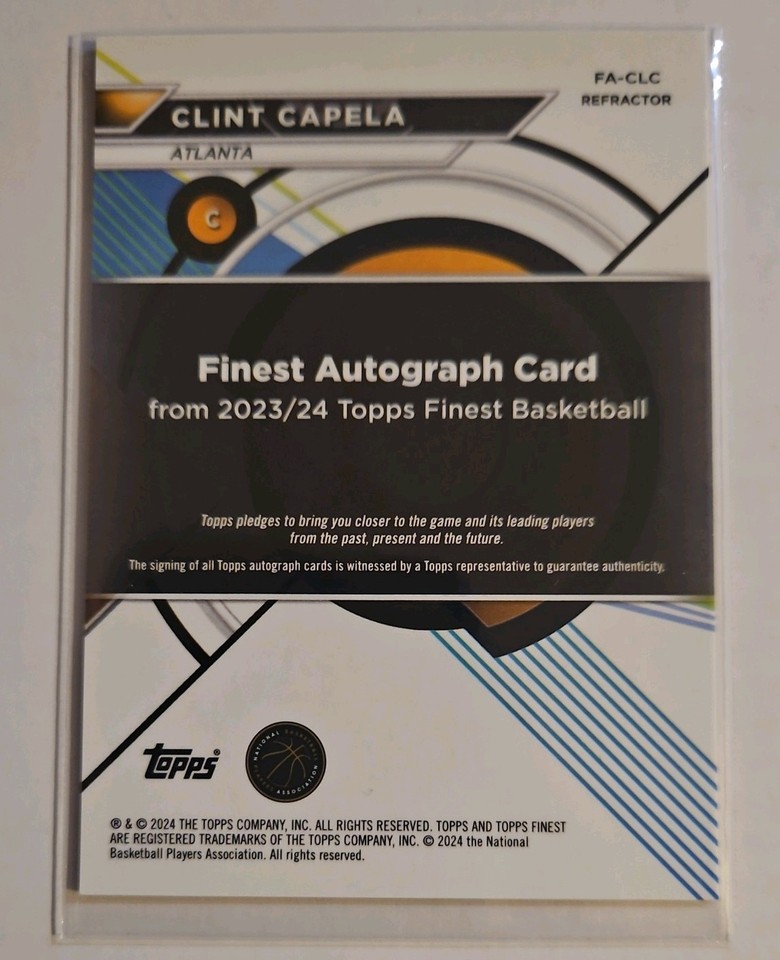 2023-24 Topps Finest Autograph Refractor AUTO Clint Capela FA-CLC ...