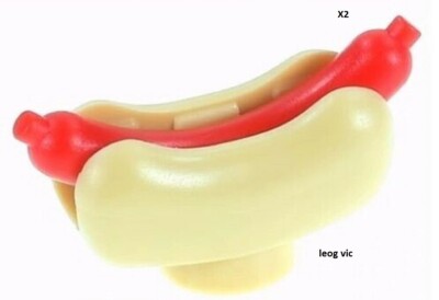 Lego 25386 33078 Hot Dog x2 Bun Sausage Red Saucisse City Friends ...