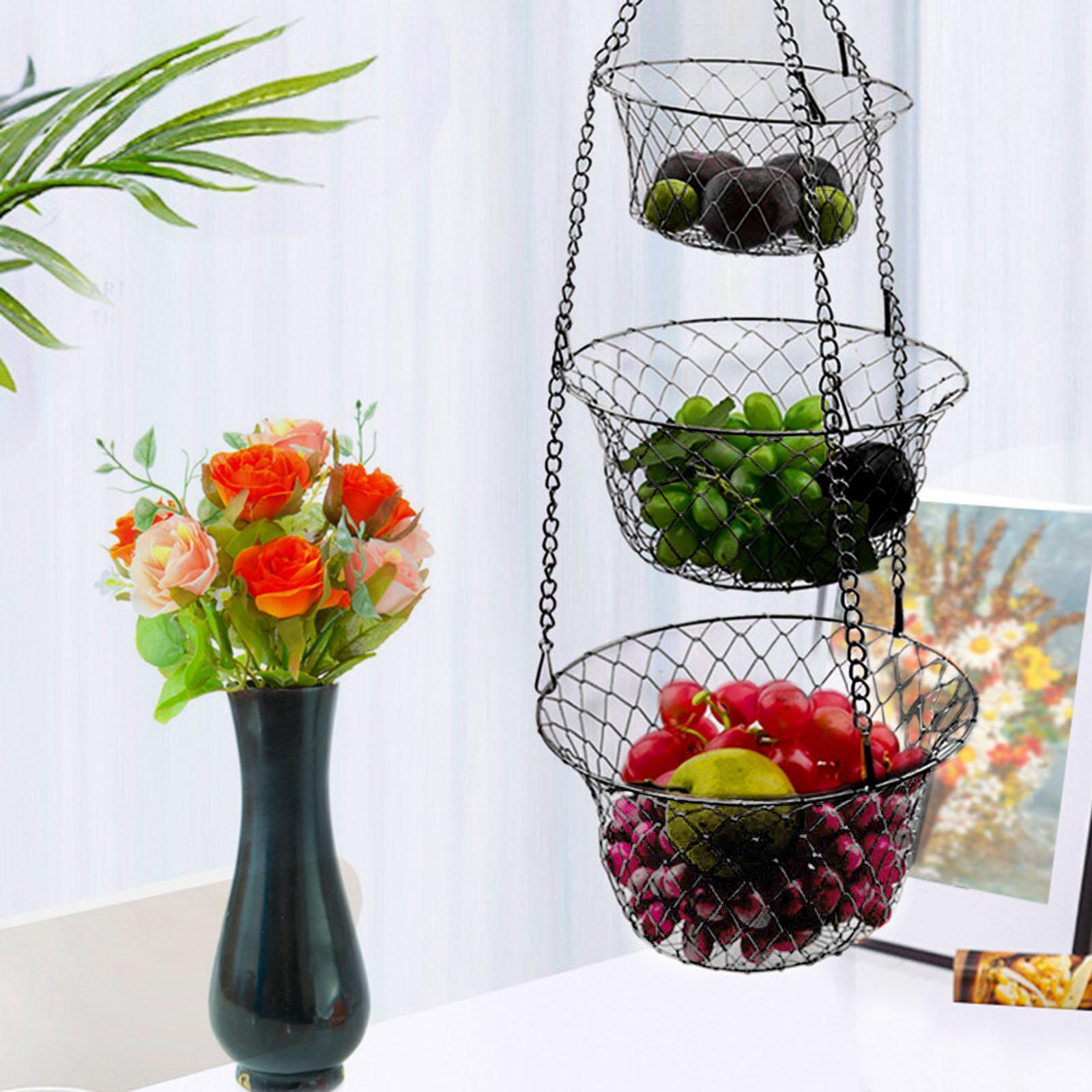 Three Tier Hanging Multifunction Adjustable Produce Storage Bin Fruit ...