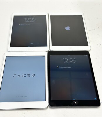 LOT OF 4x Apple iPad Mini 1st Gen A1432 and A1455 16GB 7.9" Gray, White ...