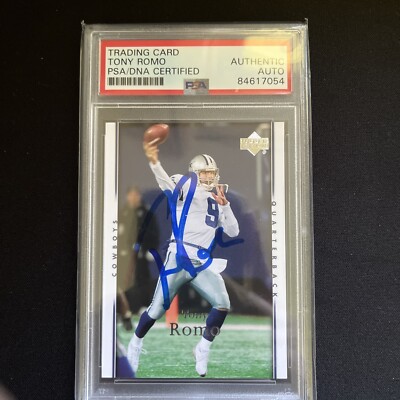 Tony Romo signed 2007 Upper Deck Trading Card PSA DNA Slabbed Auto ...