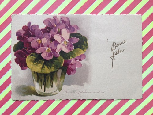 Illustration Drawing signée C. KLEIN Nature Morte Still Life BONNE FÊTE ...