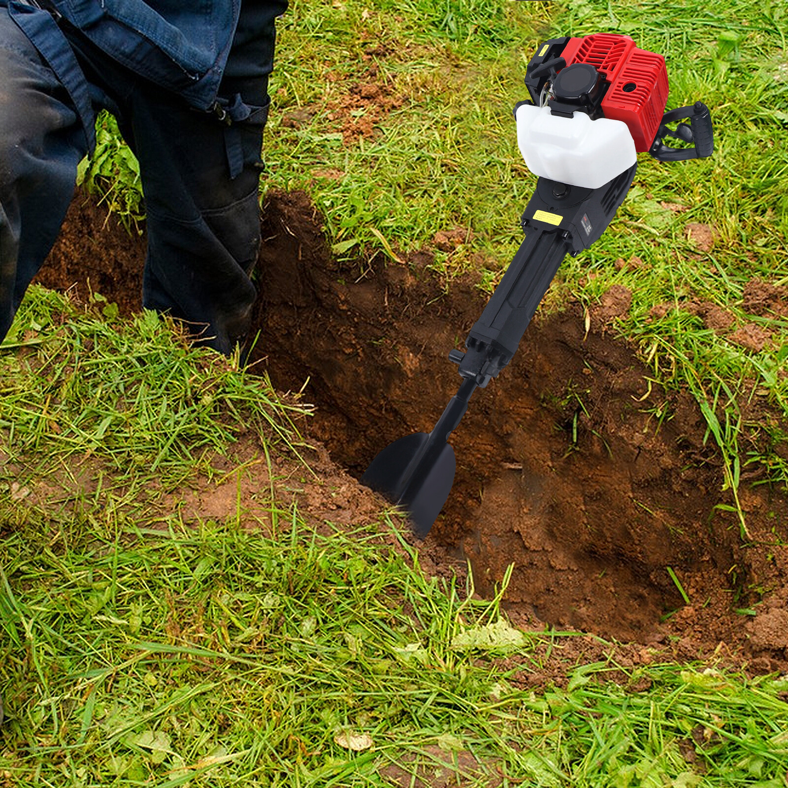 52CC 2 Stroke Handheld Trencher Digger Machine Gasoline Excavator Hole ...