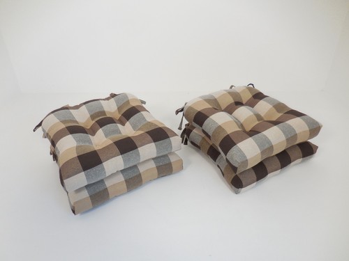 Arlee 16x16 in Buffalo Check Woven Plaid Chair Pad-Set of 4,Comfortable ...