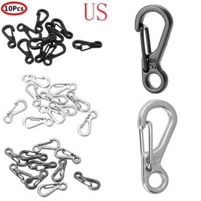 US_ 10Pcs Mini SF Carabiner Clips Snap Hook Spring Buckle Keychain ...