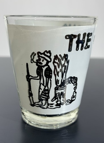 VTG Ozarks White Shot Glass Hillbilly Log Cabin Shotgun Souvenir ...