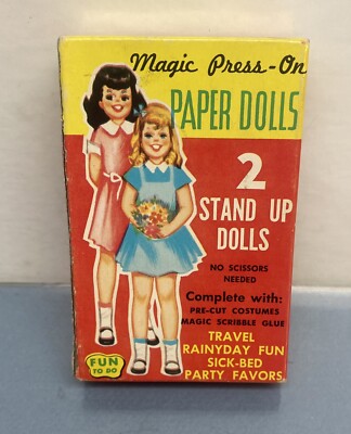 1950s Magic Press-On Paper Dolls Pocket Travel Size 2 Dolls Built Rite ...