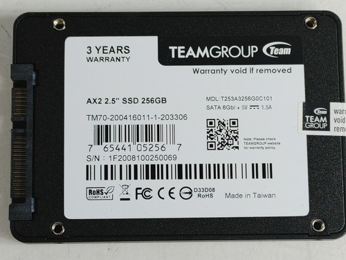 Team Group AX2 T253A3256G0C101 256 GB SATA III 2.5 in Solid State Drive ...