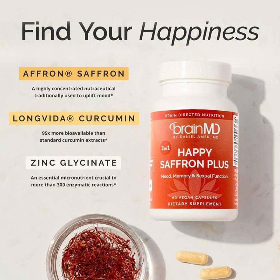 Happy Saffron Plus Saffron Extract for Mood and Memory Support | 90 ...