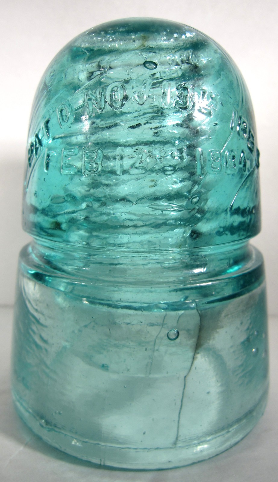 Antique Glass Insulator CD-145 Brookfield Ice Blue [210] Embedded Olive ...