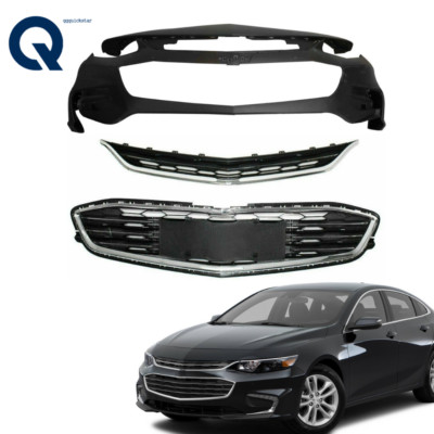 For 2016-2018 Chevy Malibu Front Bumper Cover & Upper+Lower Grille ...