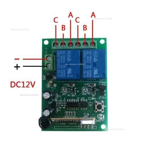 DC12V 2CH Channel Relay Wireless Remote Control Switch Receiver ...