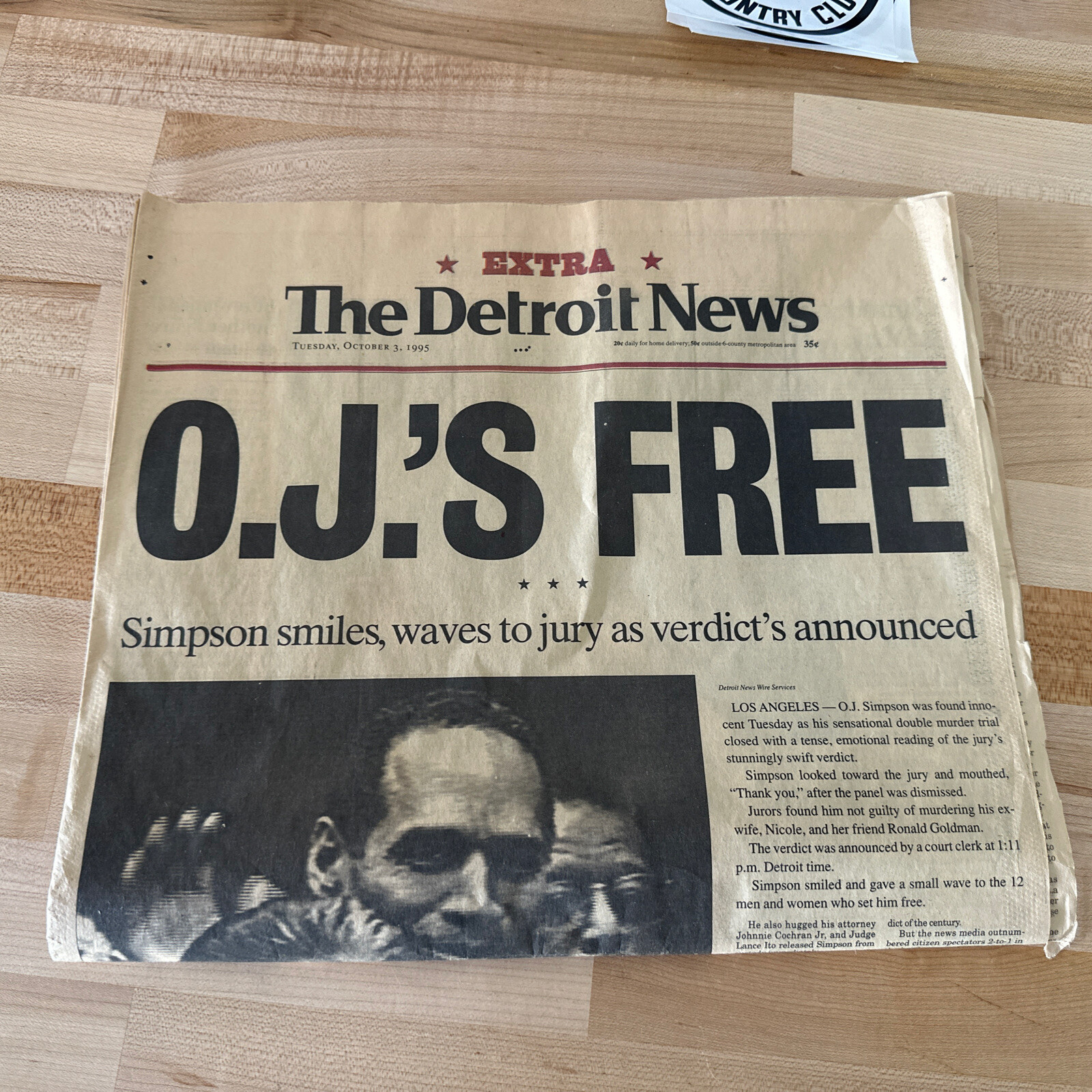 O. J. Simpson Free-Detroit News Newspaper October 1995 | eBay