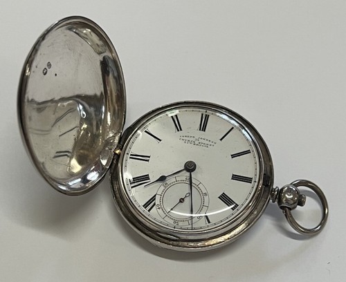 Joseph Johnson Half Hunter Key Wind Verge Fusee Pocket Watch 925 Silver ...