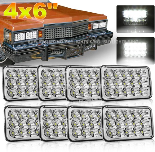 8PCS 4x6" LED Headlights Hi/Lo Beam H4 Lamp For Chevy C10 Pickup truck ...