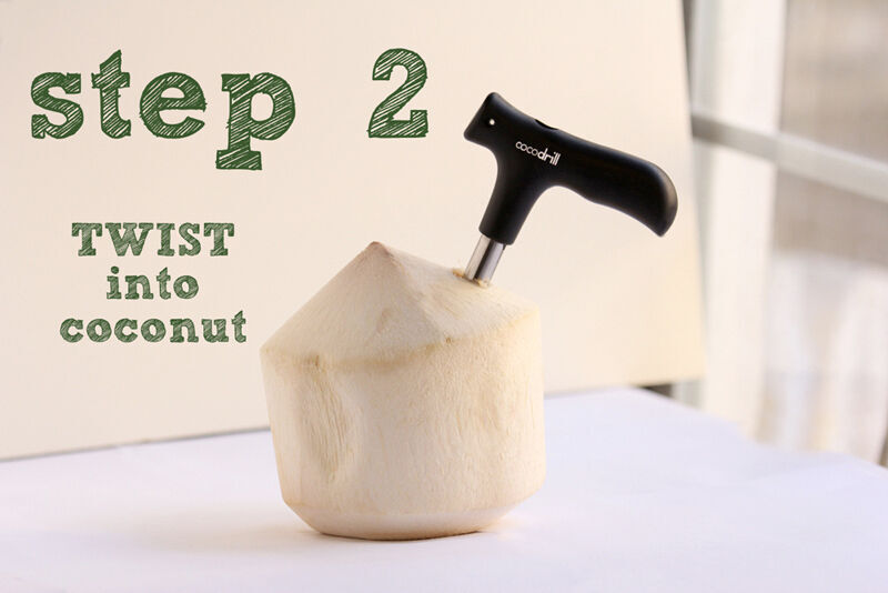 USA CocoDrill Coconut Opener Tool + Stainless Steel Straw Opening Coco ...