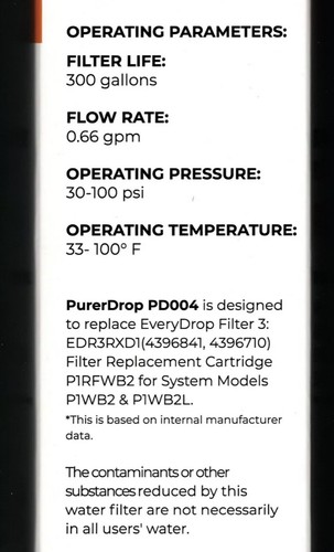 2 Purer Drop PD004 Replacement Water Filter # 3 Type Refrigerator ...