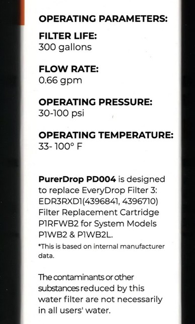 2 Purer Drop PD004 Replacement Water Filter # 3 Type Refrigerator ...