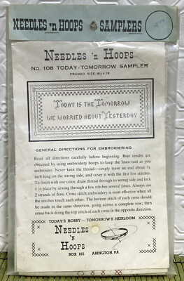 VTG Stamped Cross Stitch Kit Today Is The Tomorrow We Worried About ...