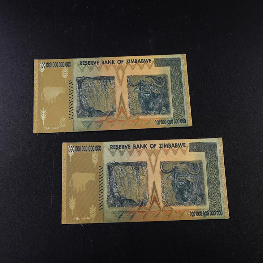 10PCS Zimbabwe 100 Trillion Gold Dollars Money Currency Bill Note ...