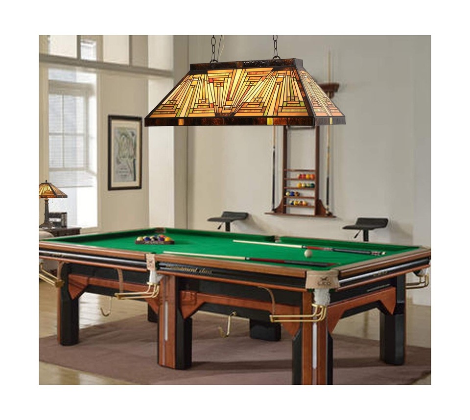 Capulina Tiffany Style Pool Table Lights Mission Antique Amber Brown ...