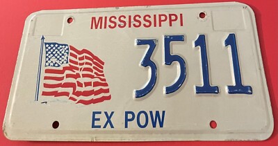 Mississippi EX POW Mississippi License Plate 3511 Embossed Steel | eBay
