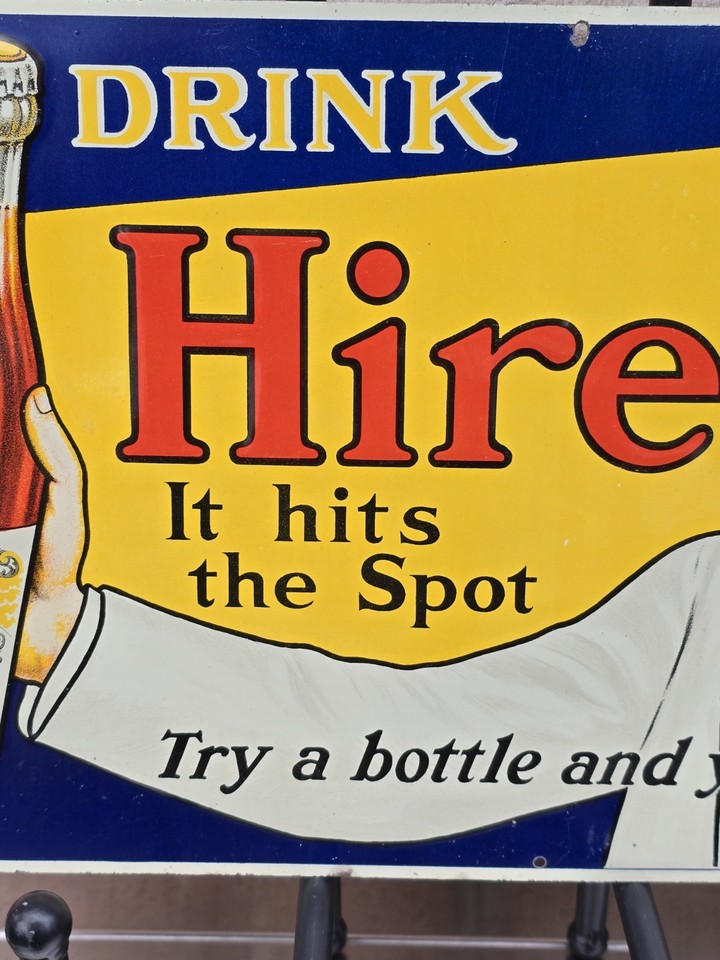 Extremely Rare Antique Hires Root Beer Embossed Tin Sign Josh Slinger ...