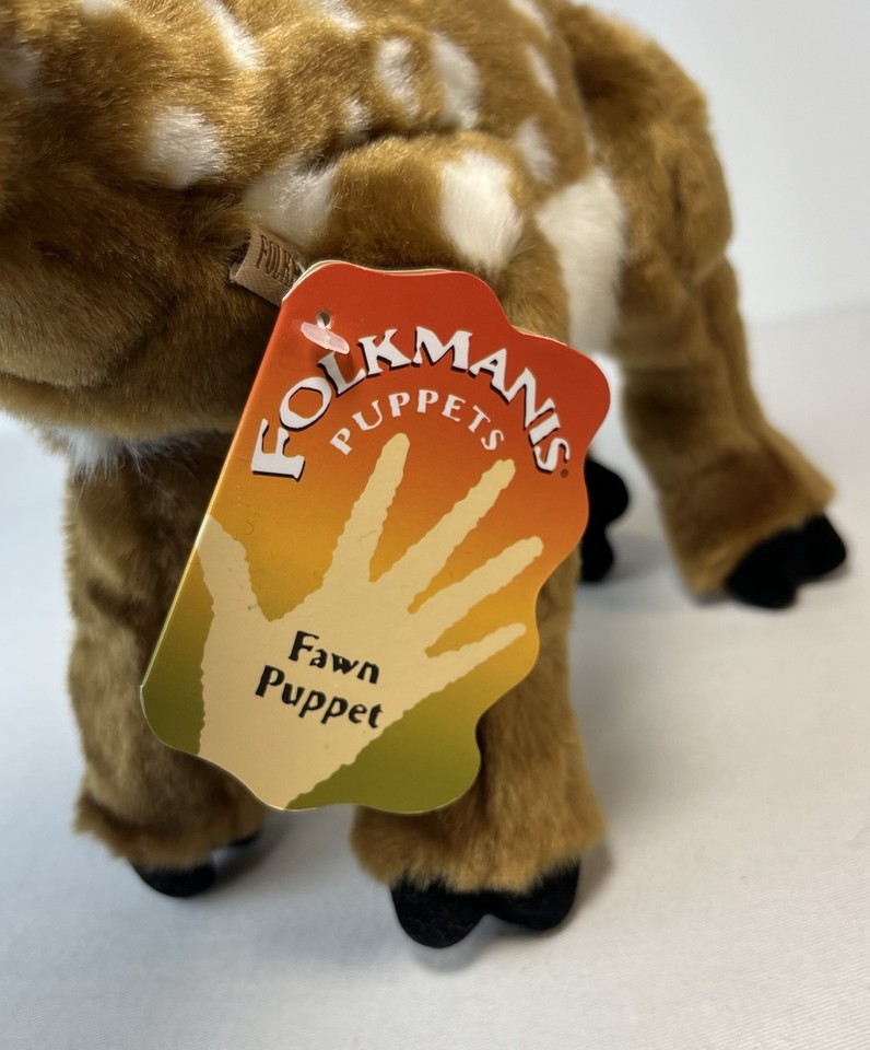 Folkmanis Baby Deer Fawn Plush Hand Puppet Stuffed Animal Brown White ...