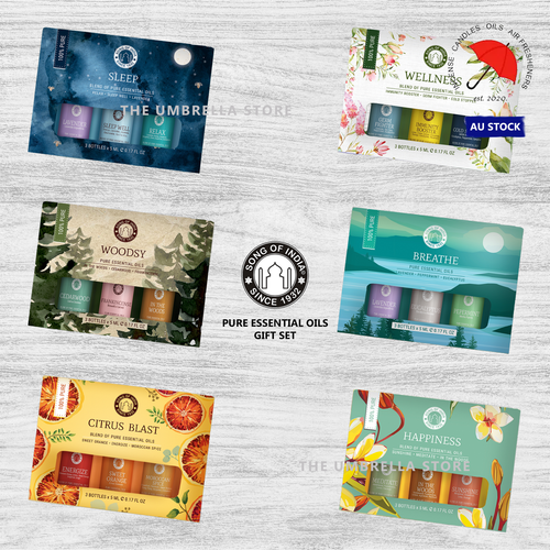 Pure Essential Oils Gift Set 5mL Bottles, 3 Pack. Song of India | eBay