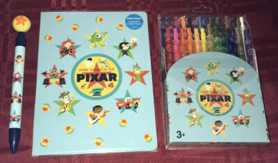 Disney Parks Pixar Sticky Notes Folio 28 Twist Up Crayons And World Of ...
