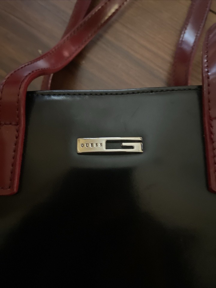 Guess Leather Shoulder Black/red Bag | eBay UK