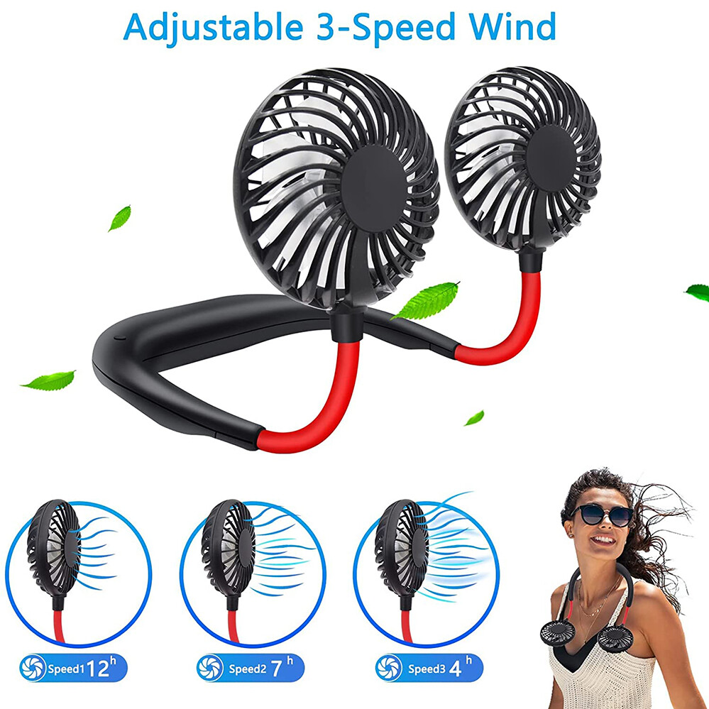 Rechargeable Mini Neck Fan Light Up Over Shoulder Fan Hanging Personal ...