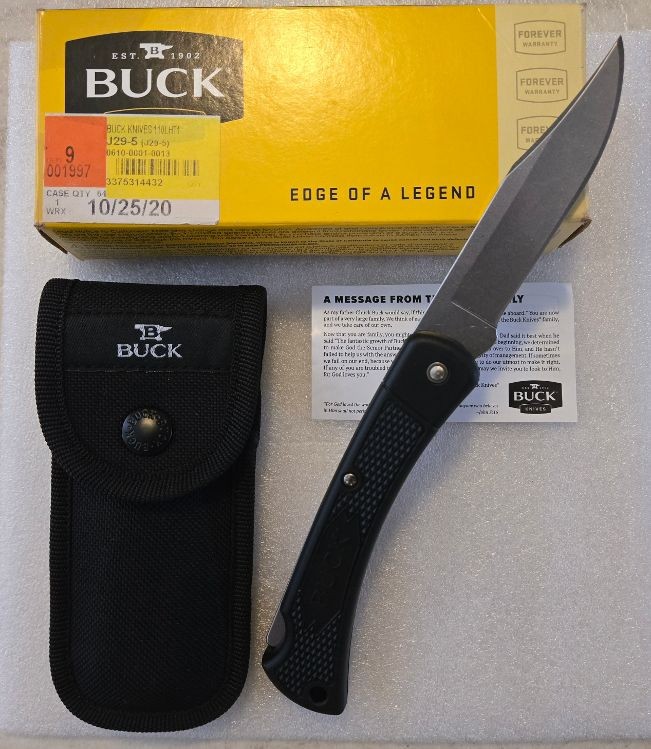 NIB - Buck 110 Lite Hunter Folding Pocket Knife, Black, W/Sheath | eBay