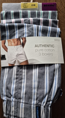 Marks & Spencer 3 Pack 100% Cotton Authentic Boxer Keyhole Fly Large 36 ...