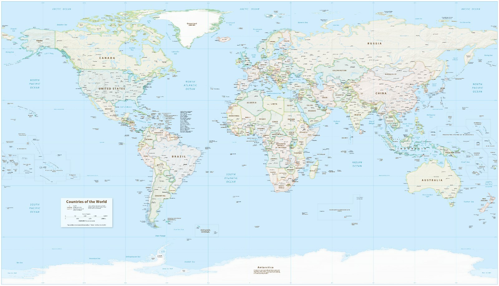 Home Wall Art Print - Vintage Map Poster - WORLD POLITICAL 2016 - A4,A3 ...