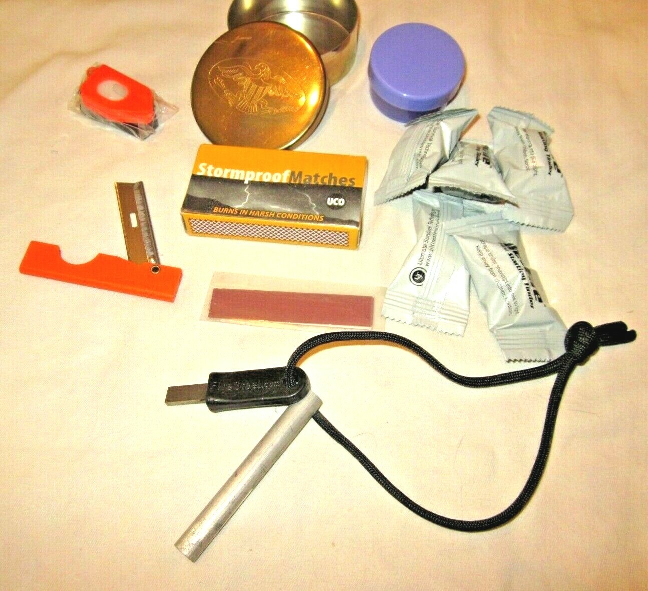 Mountain Man, Survival, Fire Starter Kit, Vintage Brass Tin with Lid ...