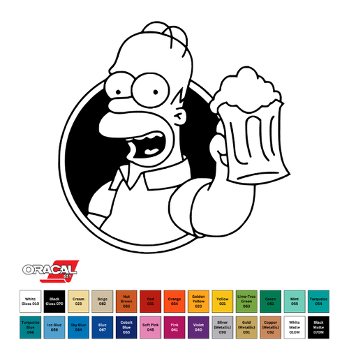 Homer Simpson Beer Mug Funny Sticker Permanent Gloss Decal Oracal 651 3 ...