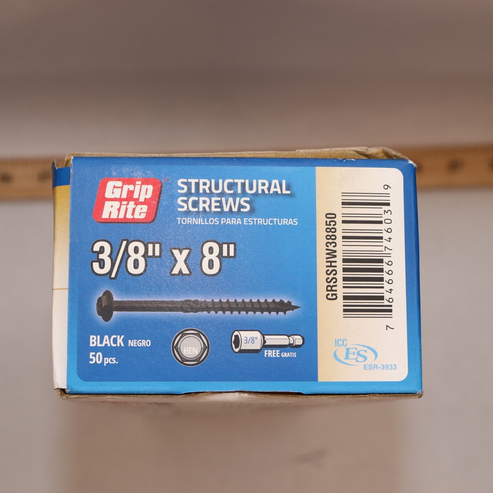 (50-Pk) Grip-Rite Structural Screw Dual Drive Power Hex Washer Black 3/ ...