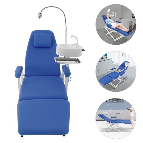Portable Dental Chair Folding Mobile Chair Tilt Exam Bed with LED Light ...