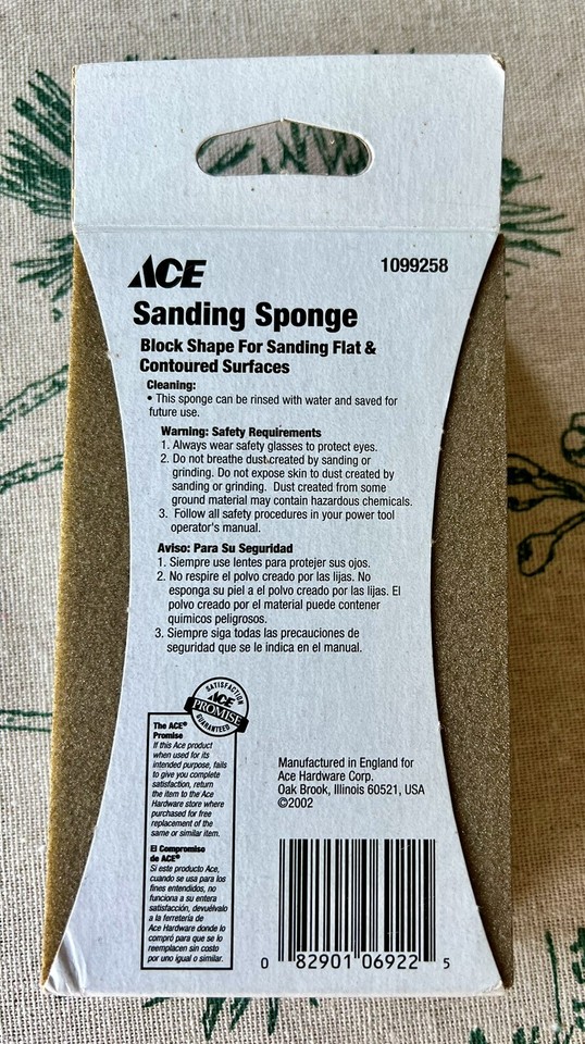 ACE Sanding Sponge FINE Grit 3"x 5"x 1" - New | eBay