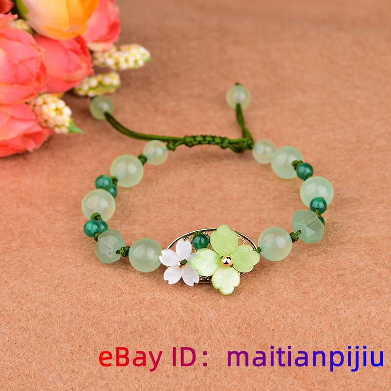 Green Jade Flower Bracelet Jewelry Gifts Designer Talismans Natural ...