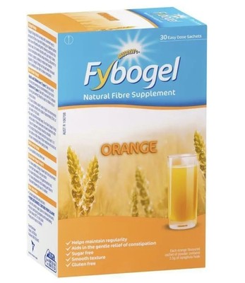 2 × Fybogel Fibre Constipation Relief Supplement Sachets Orange 30 pack ...