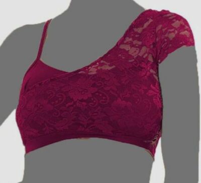 $26 iEFiEL Women's Pink Overlay Lace One Strap Cropped Top Size Medium ...