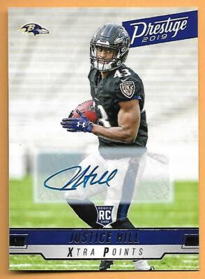 SP JUSTICE HILL Autographed RC 2019 Panini Prestige Xtra Points RAVENS ...