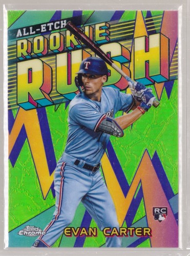2024 Topps Chrome Evan Carter All Etch Rookie Rush SP RC Texas Rangers ...