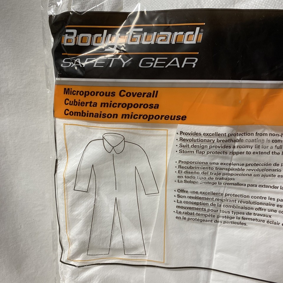 XL White Body Guard 1017215 Safety Gear Microporous Collared Coverall ...